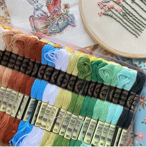 [Fabric Fanatics]Embroidery Cross Stitch Thread Set Benang Sulaman 10 ...