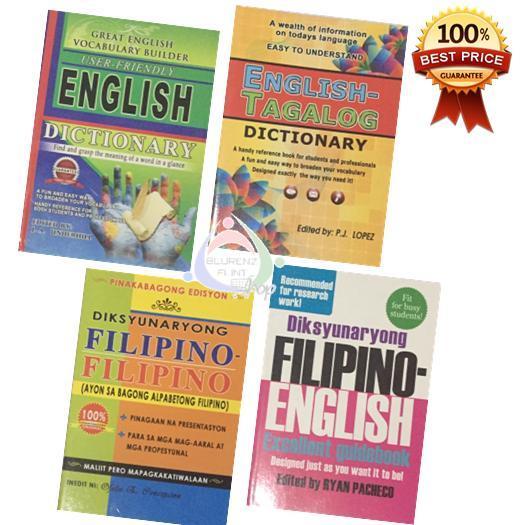 User Friendly Dictionaries set- 4 Books (English, Filipino, English ...