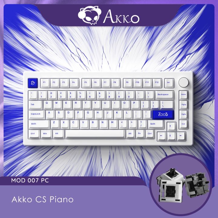 Akko MOD 007 PC Blue on White 75 Mechanical Keyboard Wired Hot-swap ...