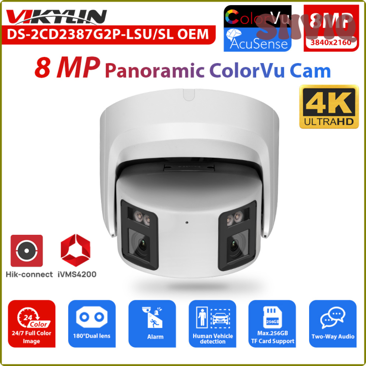SNVIQ Vikylin 4K 8MP Ultra HD Dual Lens Security Camera Hik DS-2CD2387G2P-LSU/SL AcuSense ...