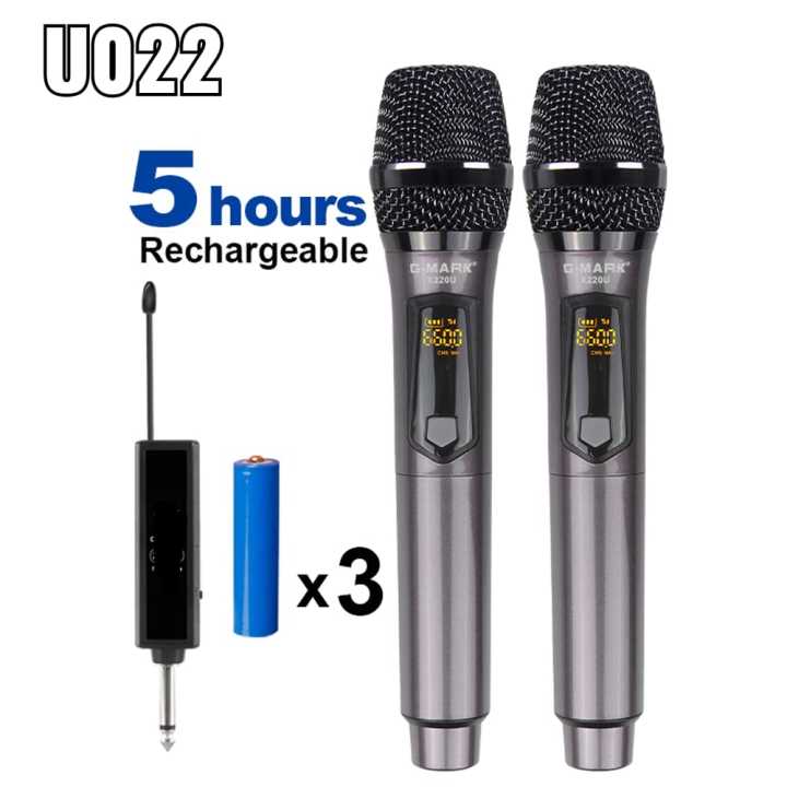 BOMGE UHF Wireless Recording Karaoke Microphone Cordless 2 Mics Player ...