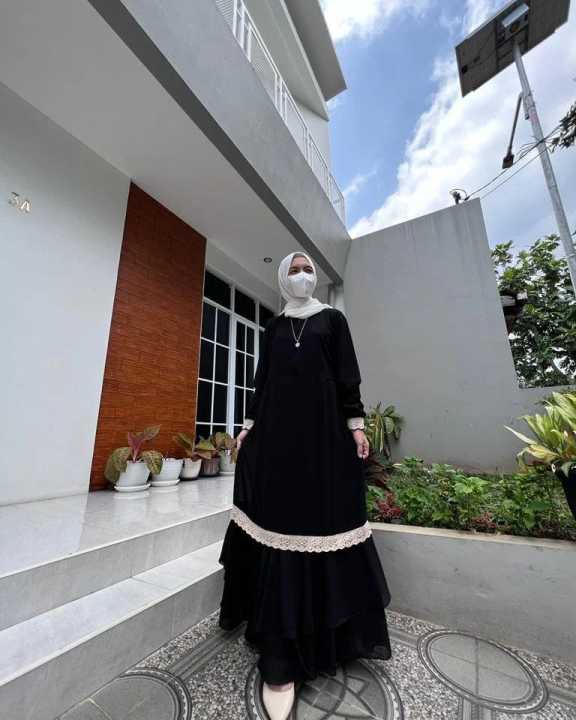 MIDI DRESS MODEL RENDA PAKAIAN MUSLIM WANITA | Lazada Indonesia
