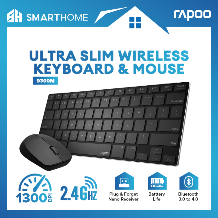 Rapoo 9000M Wireless Bluetooth Mouse & Keyboard Set Multi Mode Ultra ...