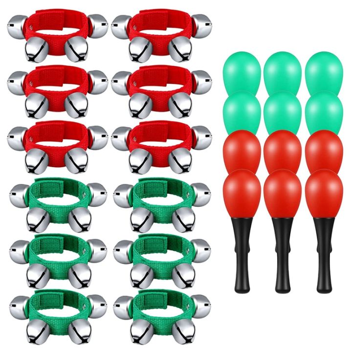 (RPSD) 1 Set Wrist Hand Bells Christmas Shaker Musical Instruments ...