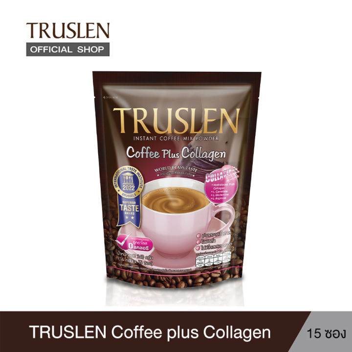 TRUSLEN COFFEE PLUS COLLAGEN ทรูสเลน คอฟฟี่ พลัส คอลลาเจน (1 ถุงมี 15 ...