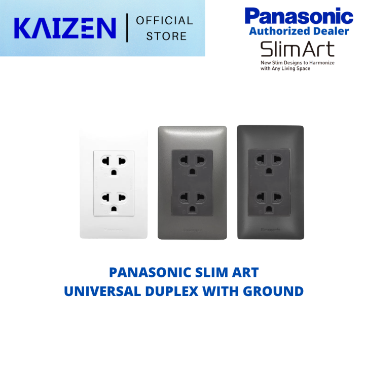 Panasonic Slim Art Duplex Universal with Ground Outlet (Snow White ...