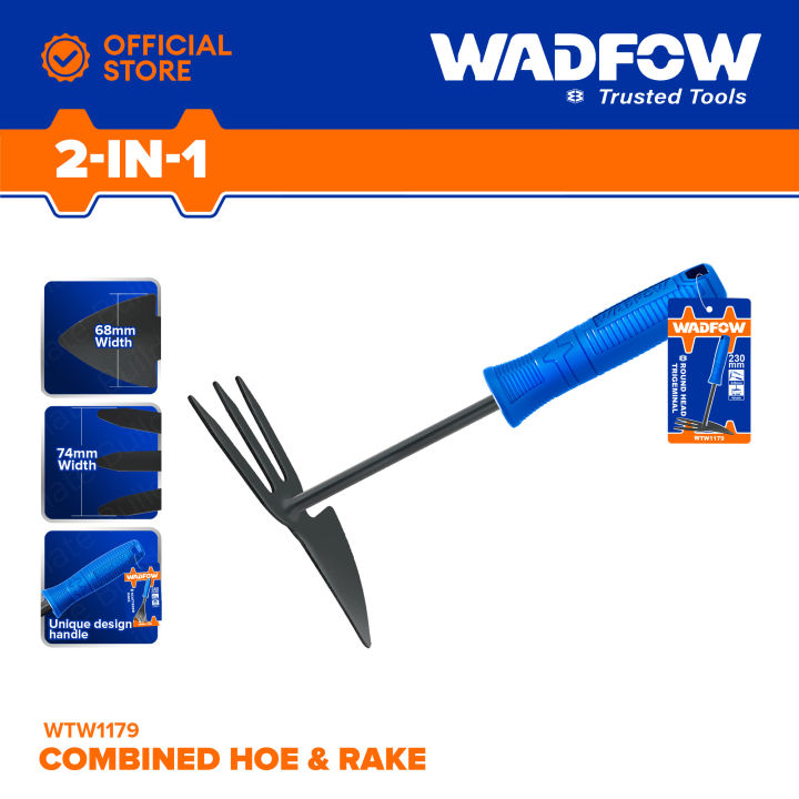 WADFOW Combined Hoe And Rake 230MM Multipurpose Garden Rake Hoe & Fork ...