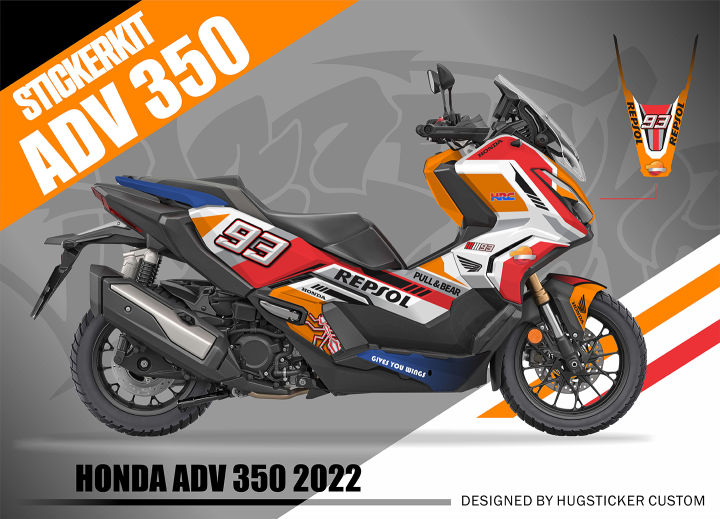 สติ๊กเกอร์ติดรถ สติกเกอร์แต่ง สติกเกอร์ กันรอย Honda ADV 350 ลาย Repsol ...
