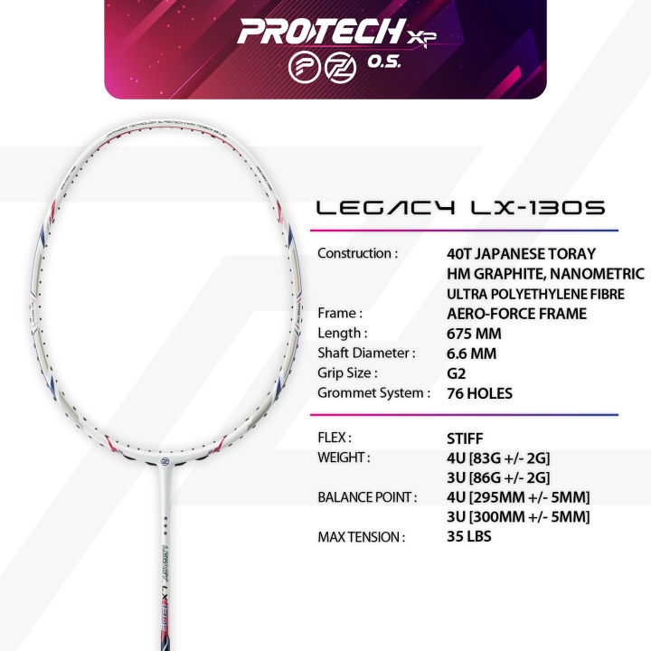 PROTECH Badminton Racket - LEGACY LX-130S | VIVIAN HOO EDITION | 3UG2 ...