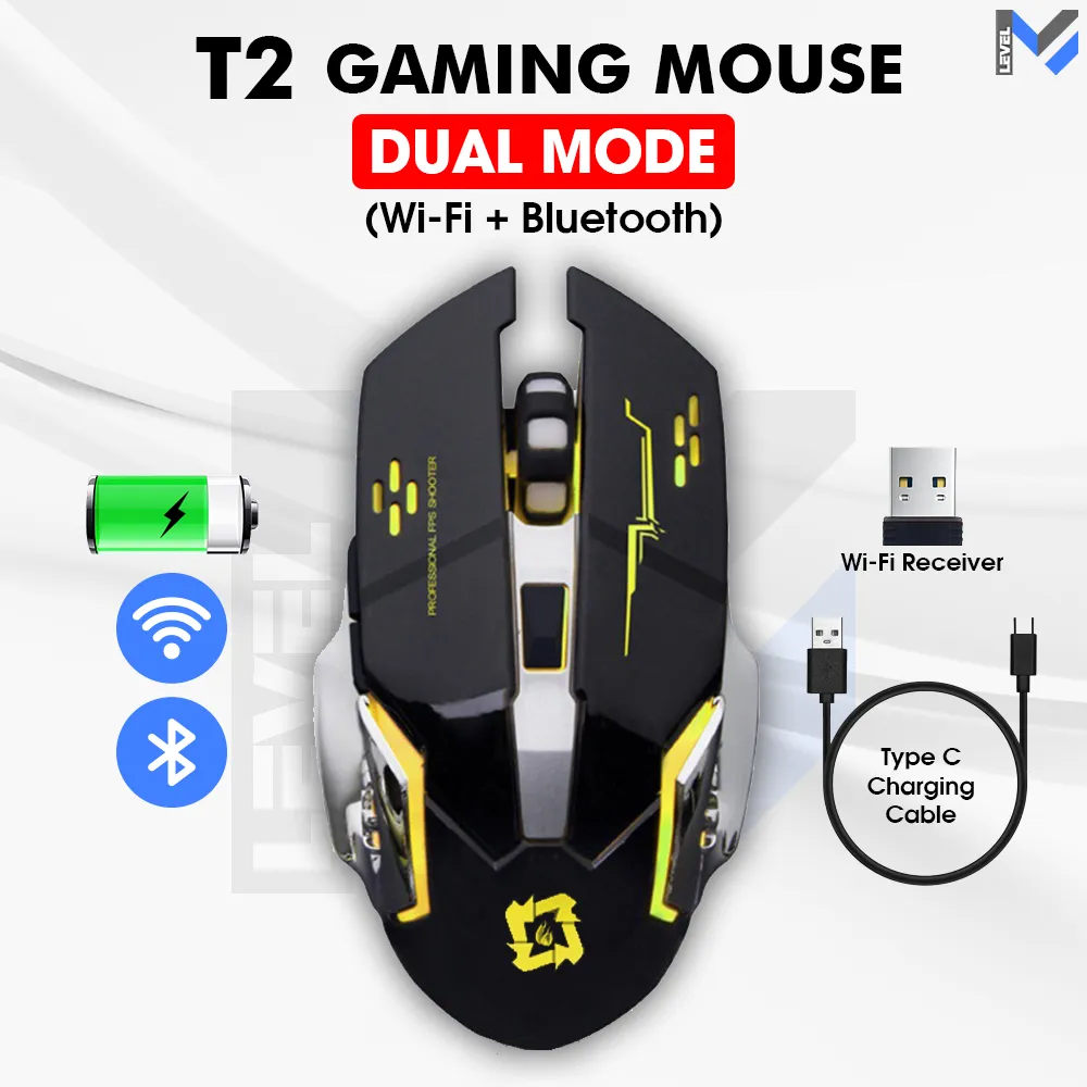 Gaming mouse DUAL MODE WiFi + Bluetooth 6D/7D Silent Wired Wireless ...