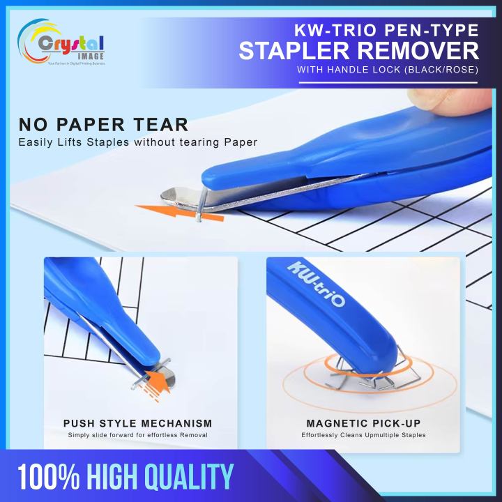 KW-TRIO Pen-Type Stapler Remover (Black/Rose) – Easy Push & Pull with ...