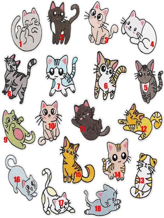 Sticker ủi nhiệt thêu logo hình Con mèo cute - Miếng vá ủi quần áo ba ...