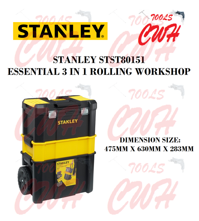 STANLEY STST80151 3 IN 1 TROLLEY TOOL BOX STORAGE ORGANISER Mobile Work ...