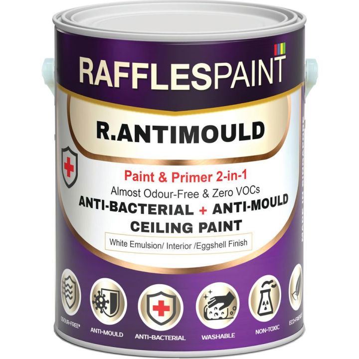 Raffles Paint 2 in 1 Odourless Primer and Anti-mould Paint (1L / 5L ...
