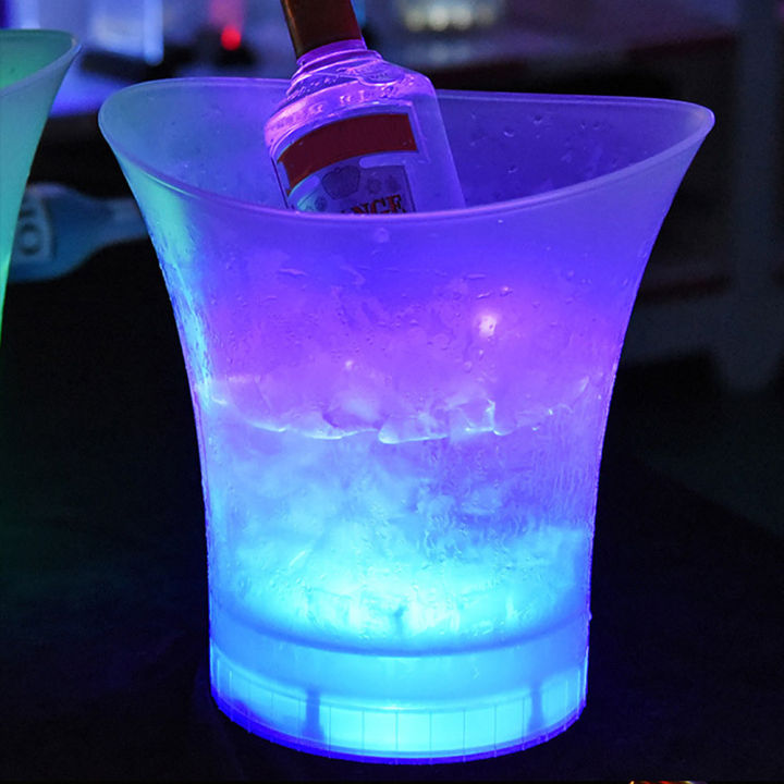 Waterproof Plastic LED Ice Bucket 5L Champagne Beer Bucket 4 Color LED ...