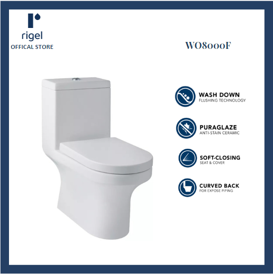 RIGEL Bathroom One Piece Toilet Bowl WO8000F | Lazada