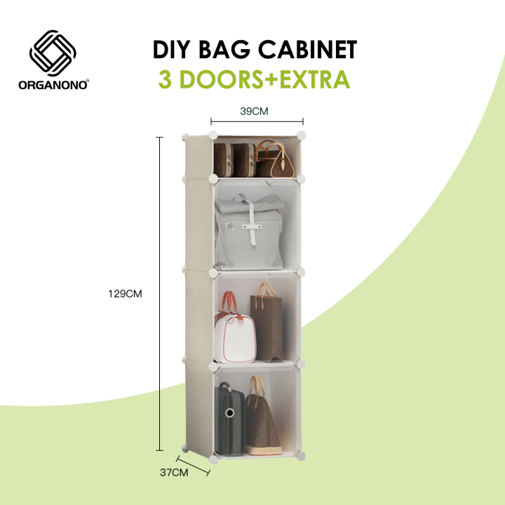 Organono DIY Bag Cabinet with Extra Top Storage Space Saver Shelve Rack ...