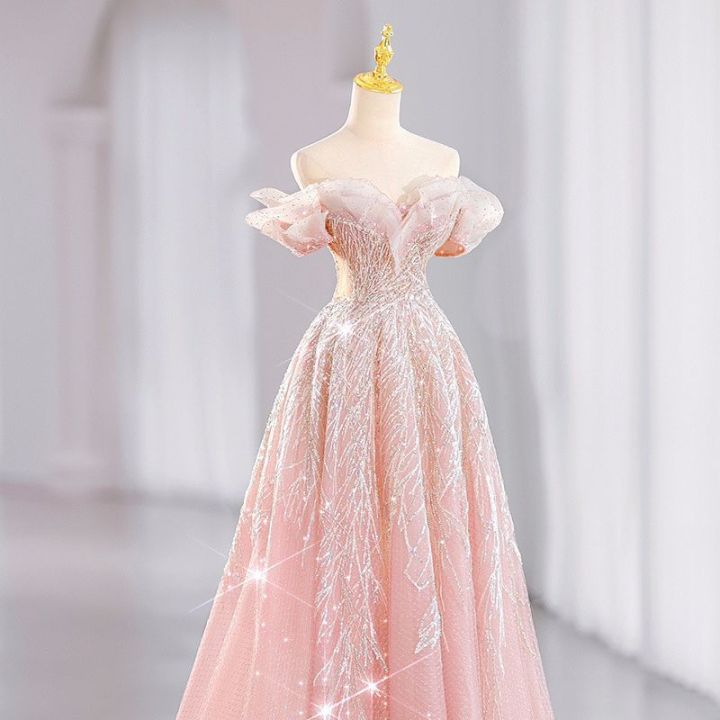Fantasy Pink Fugitive Princess Evening Dress For Women 2023 Autumn New ...