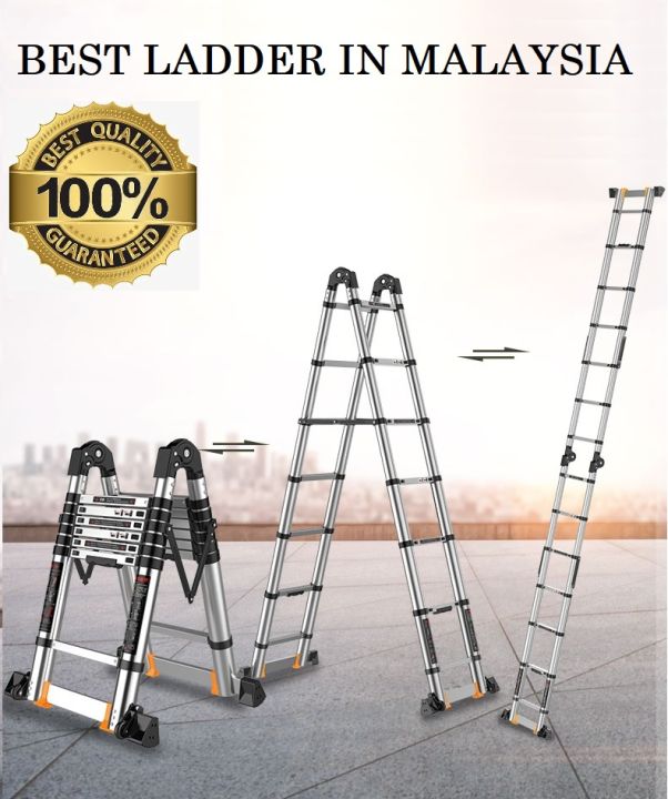 【Ready Stock】3.4m / 4.2m / 5m / 5.8m / 6.6m Aluminium Ladder Heavy Duty ...