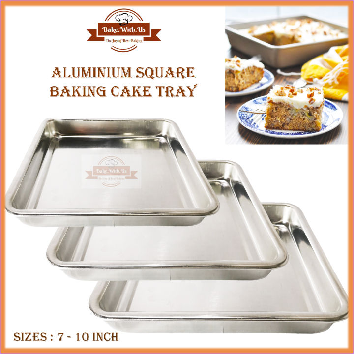 Aluminium Shallow Square Cake Tin Mould 7 - 10 Inch / Baking Tray Plate ...