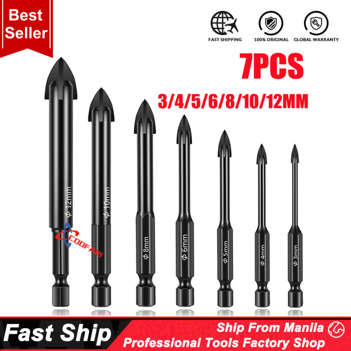 7PCS Masonry Drill Bit Set (3-12mm) – Tungsten Carbide Tips for Tile ...