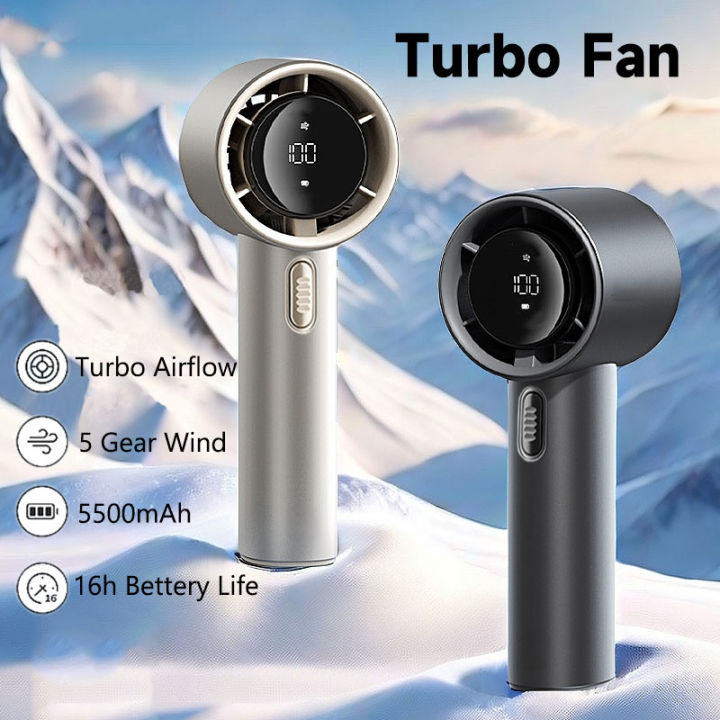 Turbo Mini Fan Rechargeable Portable Handheld Fan With Lanyard 5000mAh ...