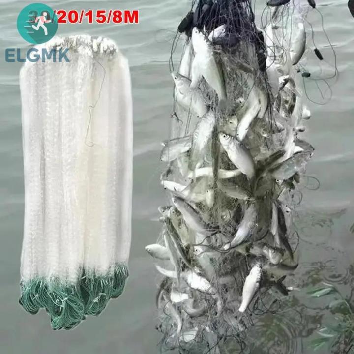 ELGMK 8 15 20 30M Fishing Net Nylon Fish Network Monofilament Fishing ...