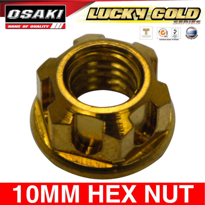 Osaki Lucky Gold 10mm Hex Nut for Motorcycle [Made in Thailand] | Lazada PH