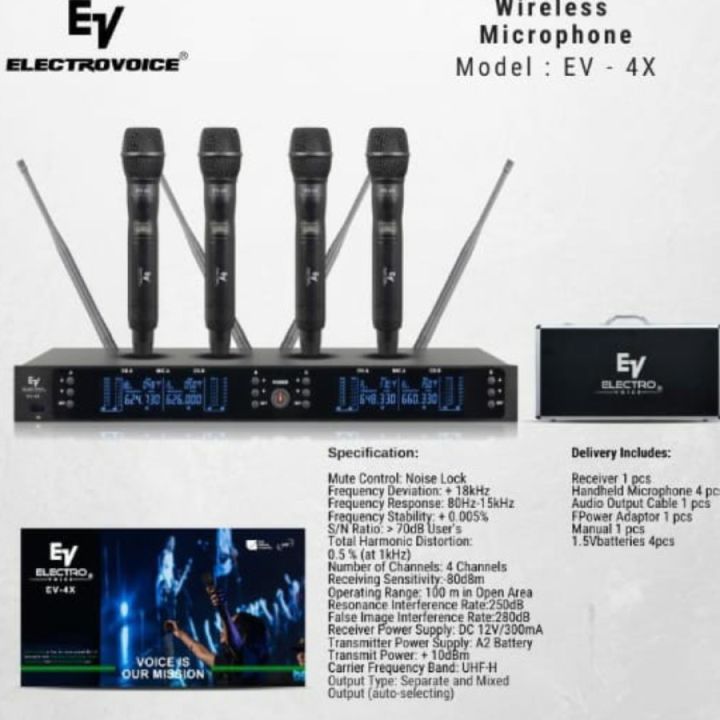 Mic Wireless ELECTROVOICE EV 4X / EV4X 4 Mic Handheld Original | Lazada ...