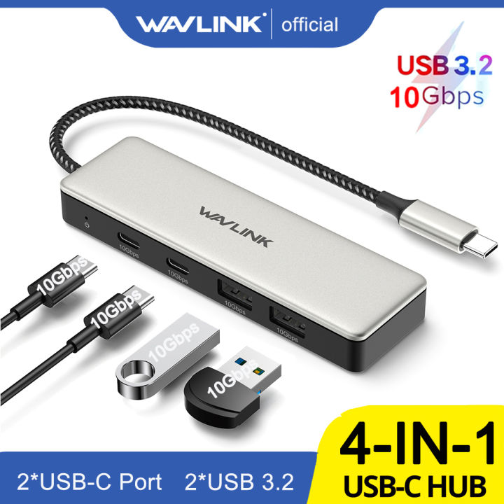 WAVLINK Univesal USB C 10Gbps Hub, plug and play 4-Port SuperSpeed USB3 ...