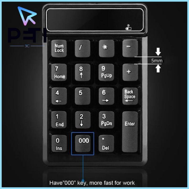 PETI3C 2.4GHz Wireless Wired Keyboard Mini Bluetooth 19 Keys Number Pad ...