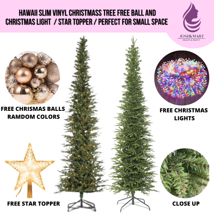 JOSHKMART SLIM VINYL CHRISTMAS TREE with BALLS AND CHRISTMAS LIGHT STAR ...