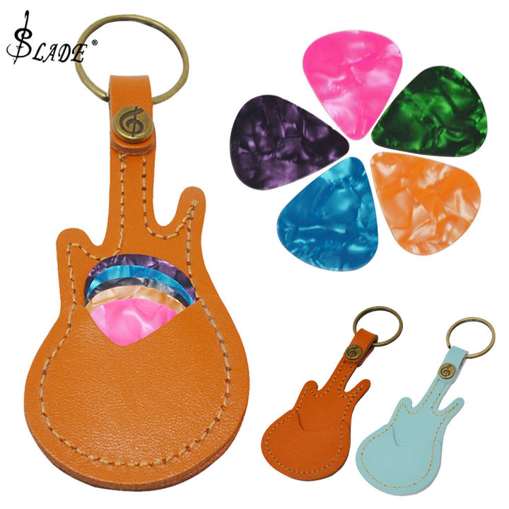 SLADE Genuine Leather Guitar Picks Holder Key Chain Guitar Plectrums ...