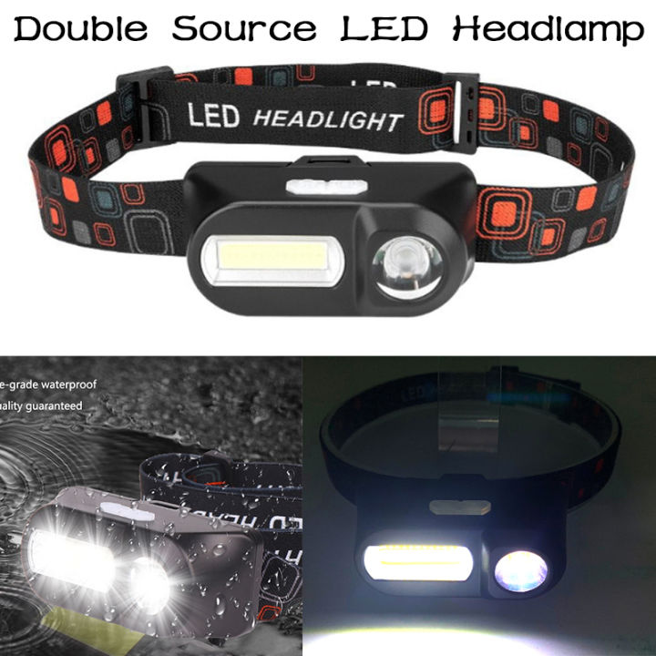 Double Source LED Headlamp Work Light Headlight Portable Headlights 2 ...