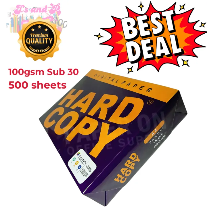 Hard Copy Sub 30 100gsm Bond Paper - 1 Ream (500 Sheets) - Short/A4 ...