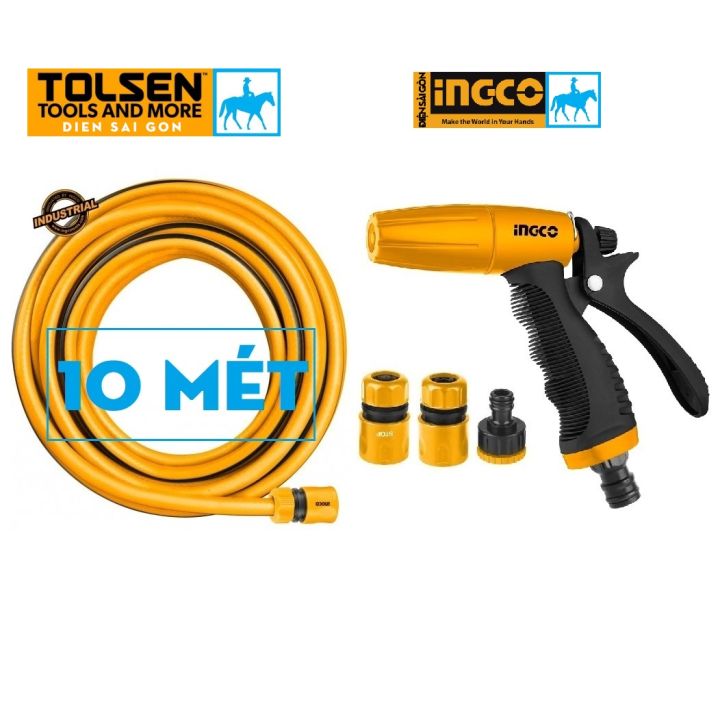 Bộ vòi xịt 10 mét ống nước PVC khớp nối ống rữa xe tưới cây chỉnh tia ...