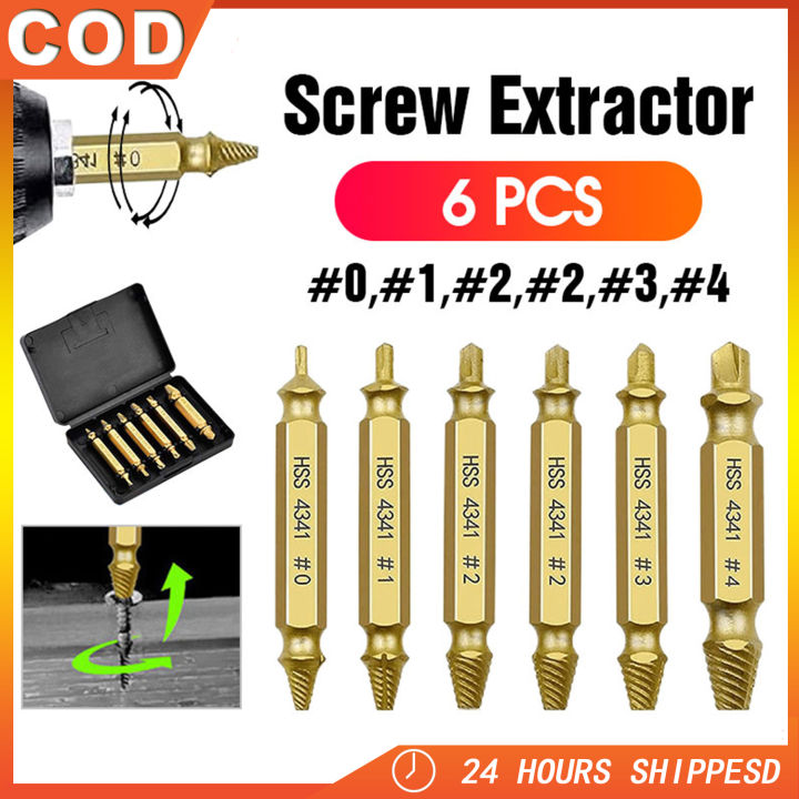 6Pcs/set Screw Extractor Reverse Drill Bit and Bolt Extractor, Easily ...