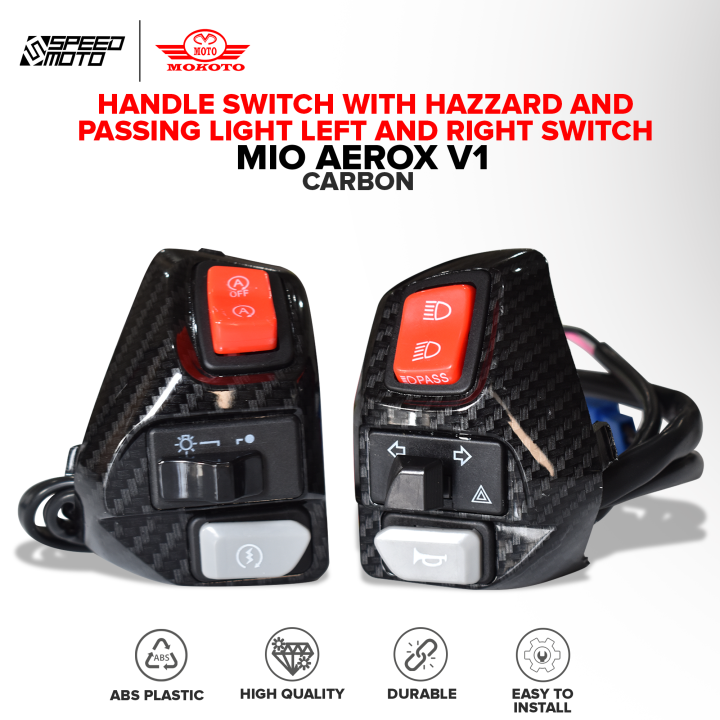 MOKOTO AEROX V1 HANDLE SWITCH WITH HAZZARD AND PASSING LIGHT LEFT AND ...