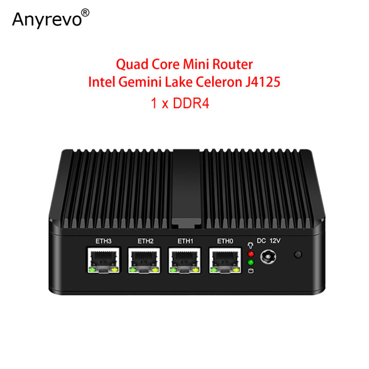 Fanless Mini PC Quad Core Soft Router Intel Celeron J4125 Mini PC with ...