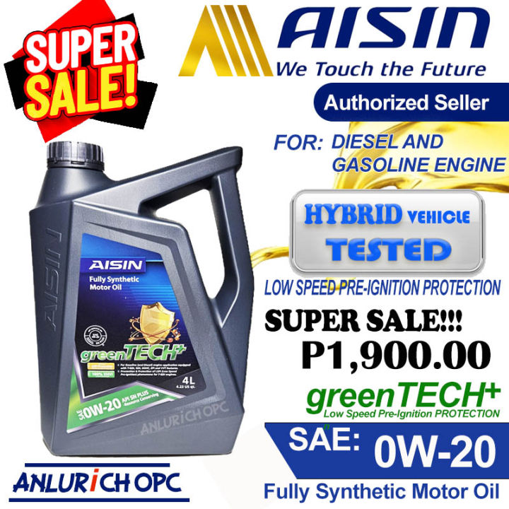AISIN 0W-20 Fully Synthetic Motor Oil greenTECH+ HYBRID Diesel and ...