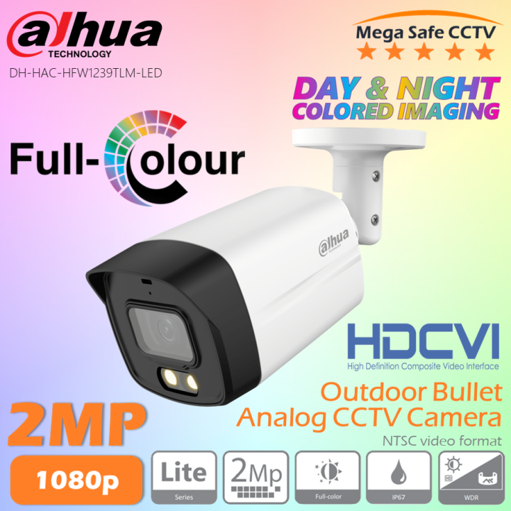 Dahua DH-HAC-HFW1239TLM-LED 2MP 1080p Full Color HDCVI Outdoor Bullet ...