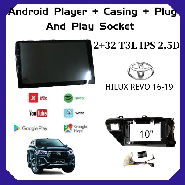(2RAM 32GB T3L IPS 2.5D SCREEN) TOYOTA HILUX REVO 16-19 10" Inch Android 10 Car Android GPS Wifi ...