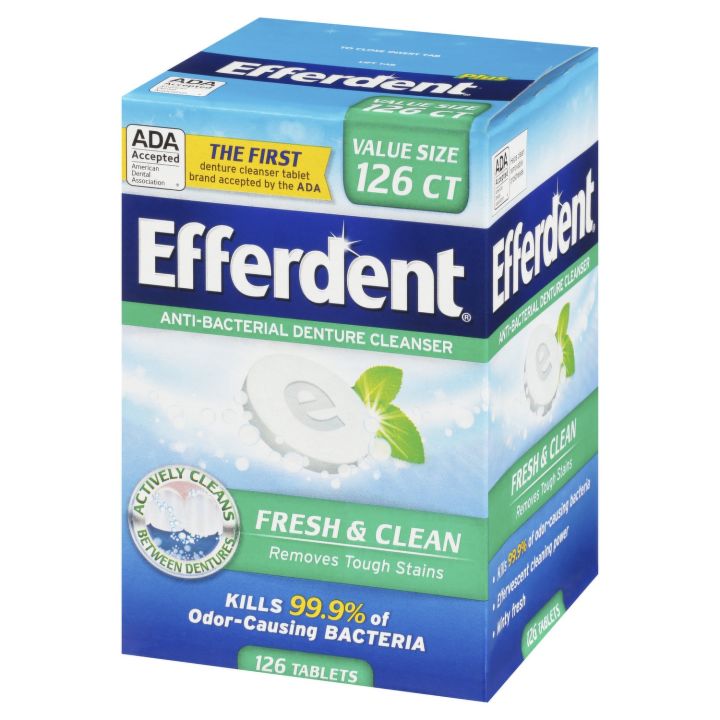 Efferdent Denture Cleanser Tablets, Fresh and Clean, 126 Tablets ...