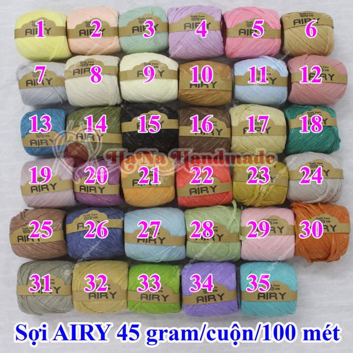 Sợi AIRY 45gram/ cuộn/ 100 mét - sợi móc nón / sợi móc túi xách sản ...
