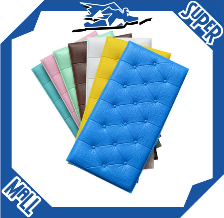 SUPERMALL Wallpaper Foam 3D Headboard Bed Wall Sticker Dinding Walpaper ...