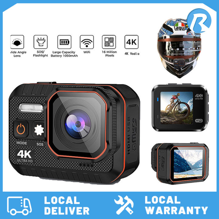 Action Camera With Remote Control Screen Sports Helmet Cam Ultra Hd 4k ...