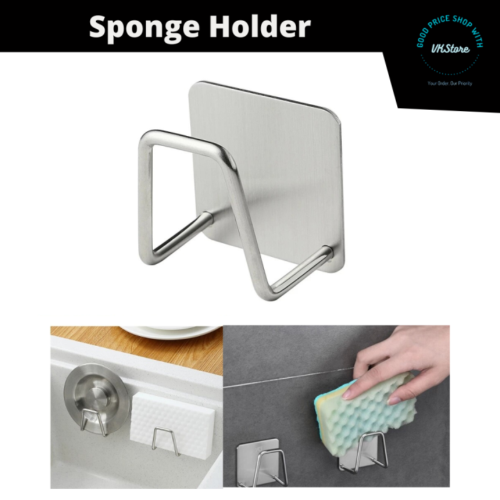 Kitchen Sink Adhesive Sponge Holder 304 Stainless Steel / Pemegang Besi ...