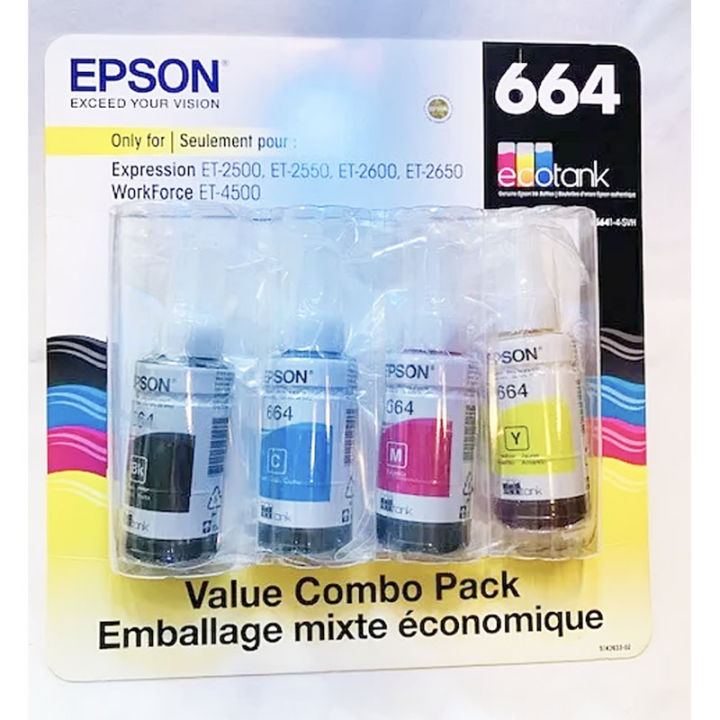 Genuine Epson 664 Ink (Black, Cyan, Magenta, Yellow)100% Epson Genuine Ink | Lazada PH