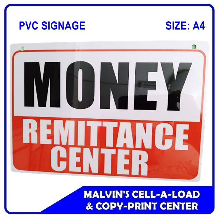 PVC SIGNAGE - MONEY REMITTANCE CENTER - SIZE A4 | Lazada PH