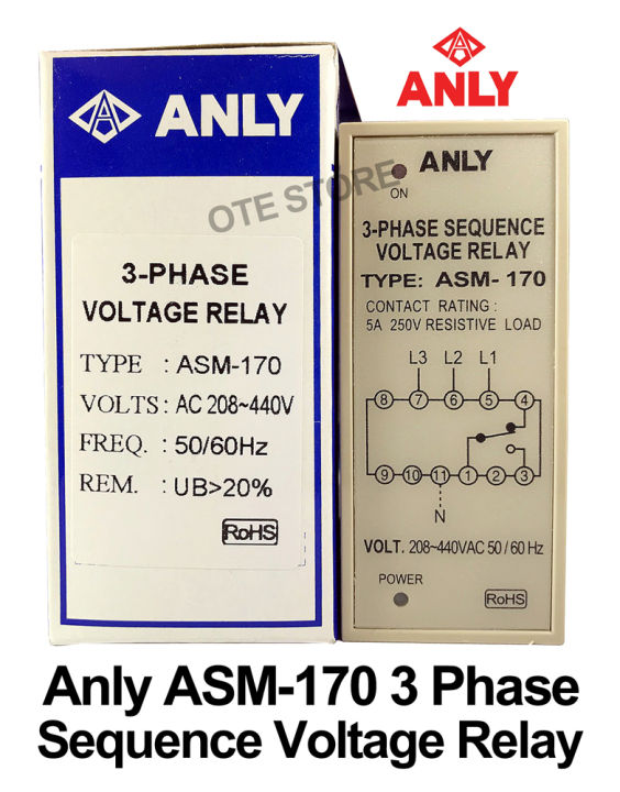 ANLY ASM-170 3 Phase Sequence Voltage Relay AC208-440V | Lazada